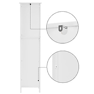 usikey 55.9" H Bathroom Storage Cabinet, Slim Tall Cabinet, Narrow Storage Cabinet with 2 Drawers & 3 Open Shelves, for Bathroom, Living Room, White