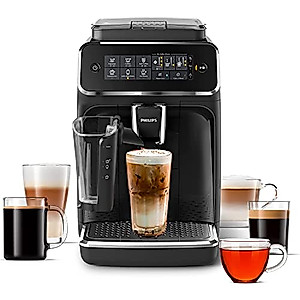 Philips 3200 Series Fully Automatic Espresso Machine - LatteGo Milk Frother & Iced Coffee, 5 Coffee Varieties, Intuitive Touch Display, Black, (EP3241/74)