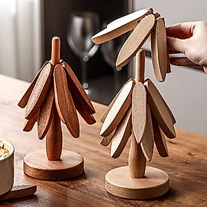 Wooden Trivets for Hot Dishes,Tree Shape Trivet Set,Tree Coasters Set of 4,Hot Dish Coaster with Tree-Shaped Wood Collapsible Hot Pad Trivet Tree for Restaurant/Dishes/Pot/Bowl/Teapot/Hot Pot Holders