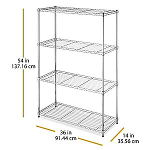 Whitmor Supreme 4 Tier Chrome Shelving 14 x 36 x 54 inches