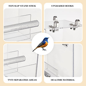 Ziliny 2 Pieces No Mess Bird Feeder for Cage Automatic Acrylic Bird Feeder Seed Food Catcher for Parakeet Canary Cockatiel Parrot Finch Canary 5.1 x 5.1 x 4.3 Inches