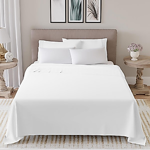 AIREOLUX 100% Cotton Snow Bed Sheet Set Full Size, 600 Thread Count Sheets - Wrinkle-Resistant Ultra-Soft & Silky Sateen Sheets (1 Flat, 1 Fitted Sheet & 2 Pillowcases) with Deep Pocket Sheets