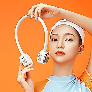 Bemodst Portable Neck Fan, 2000 mAh Battery Operated Wearable Personal Fan, Leafless, Rechargeable, Headphone Design, USB Powered Desk Fan,3 Speeds-white