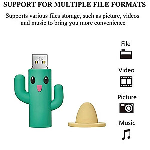 USB Flash Drives , 8GB / 16GB / 32GB / 64GB Waterproof Cute Silicone USB 2.0 USB Memory Stick Data Storage Pendrive Thumb Drives (64GB, Cactus)