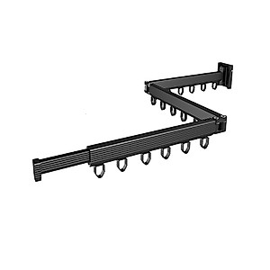 KIMCHUL Clothes Drying Rack,Wall Mounted Clothes Hanger Rack,Space-Saver, Retractable Laundry Drying Rack,Collapsible, for Laundry,Balcony, Mudroom, Bedroom (Black, Tri-Fold)