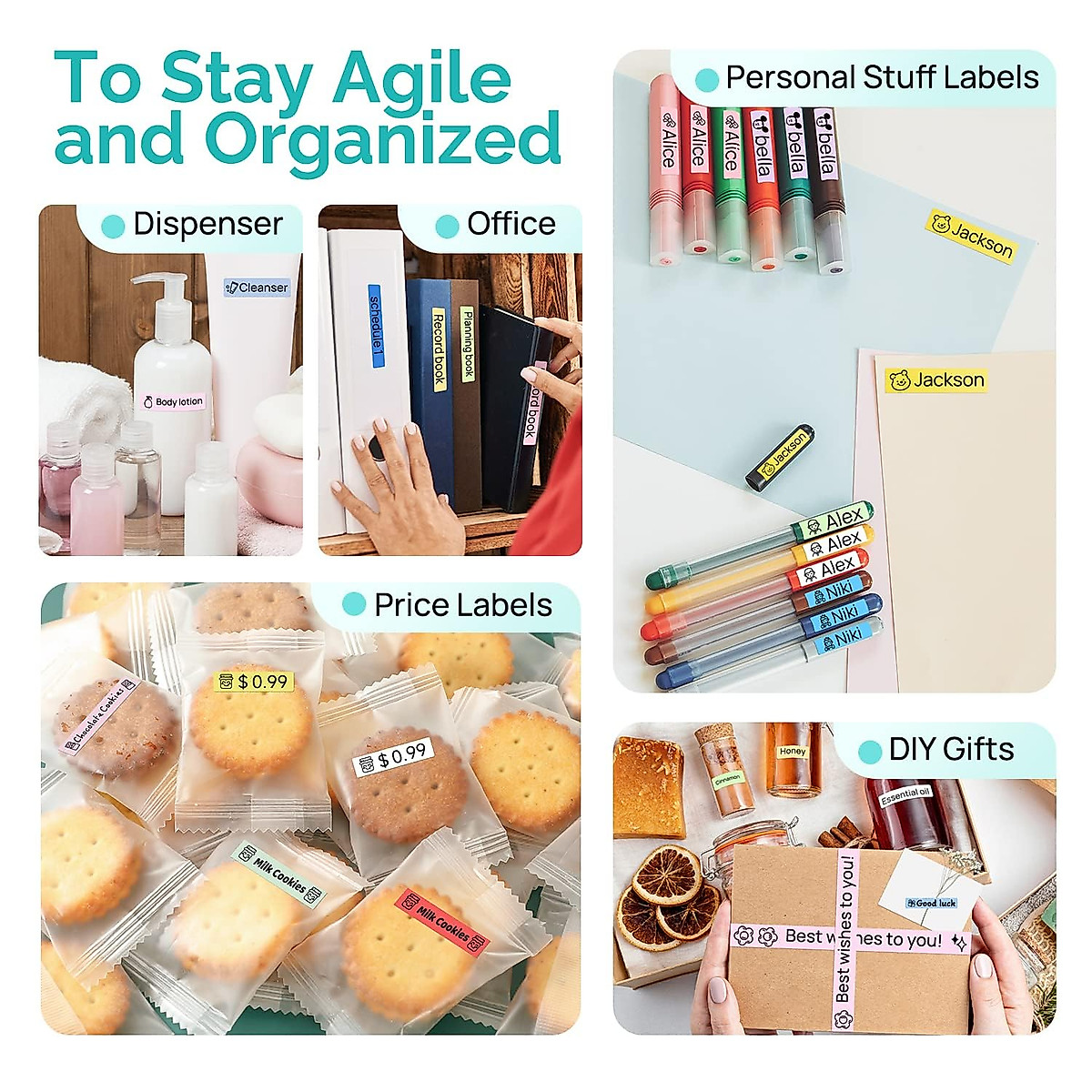 Vixic Label Makers - Label Maker Machine with Tape P3200 Portable Bluetooth Handheld Label Printer for Labeling Home Office Organization Included Multiple Templates for Phone Pad USB Rechargeable