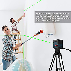 Laser Level, RockSeed 100 Feet Cross Line Laser with Self-Leveling, Vertical and Horizontal Line, Rotatable 360 Degree, Carrying Pouch, Battery Included (Green)