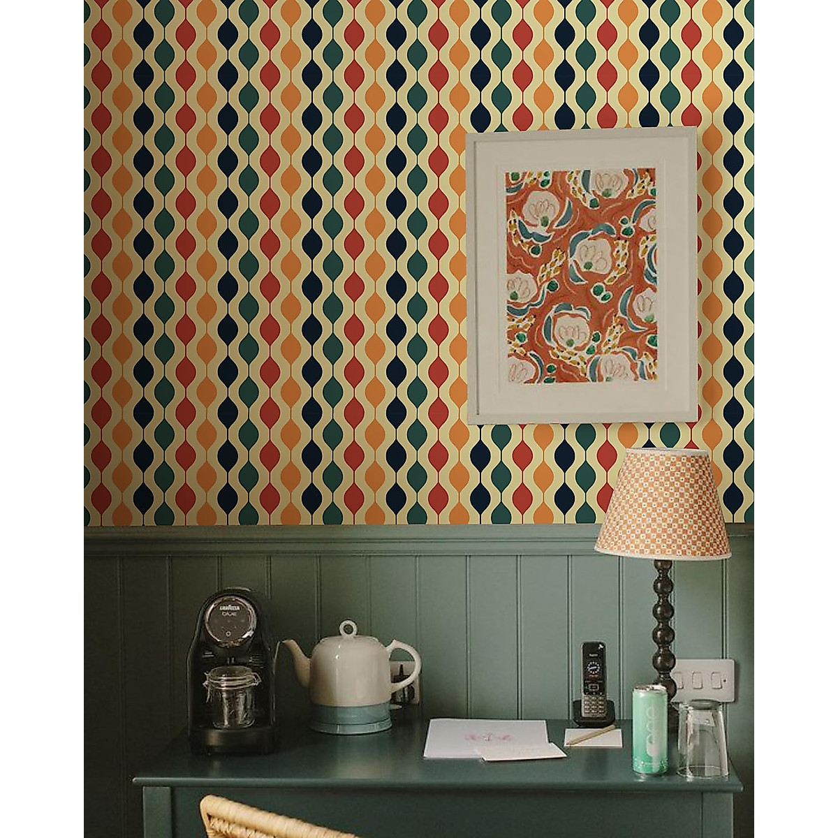 JiffDiff Wallpaper Geometric Wallpaper Abstract Wallpaper Modern Wallpaper Wall Decor 1970s Retro Removable Peel and Stick Wallpaper,15.7"x 118.1"