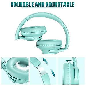KVIDIO [Updated] Bluetooth Headphones Over Ear, 65 Hours Playtime Wireless Headphones with Microphone,Foldable Lightweight Headset with Deep Bass,HiFi Stereo Sound for Travel Work Cellphone (Green)