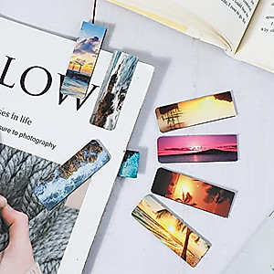 MWOOT 30 Pcs Natural Scenery Magnetic Bookmarks, Magnet Page Markers Set for Book Lovers, Creative Landscape Magnetic Page Clips Bookmark for Kids Students School Reading Supplies (30 Styles,6x2CM)