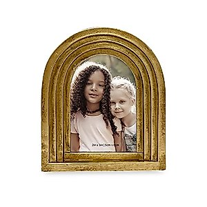 Isaac Jacobs 2x3 Vertical Gold Arc Resin Picture Frame with Gradient Design, Decorative Photo Frame, Tabletop & Wall Display, Hanging Display & Home Decor (2x3, Gold)