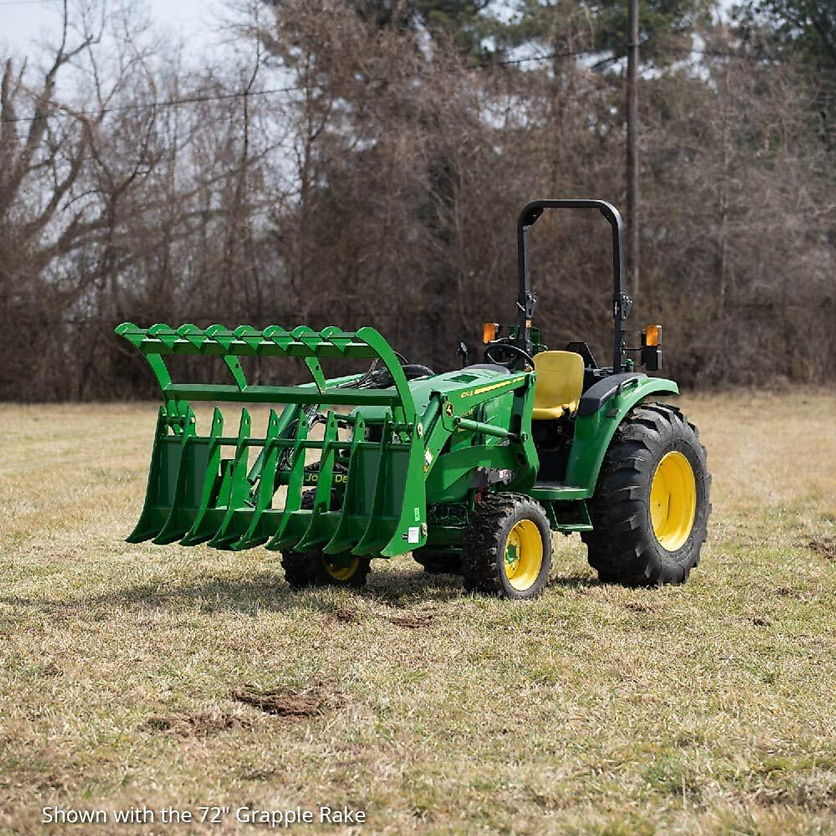 Titan Attachments 60" Root Grapple Rake Attachment Fits John Deere Loaders, Hook and Pin Connection