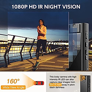 Losfom Z01 Body Camera with Audio, 1080P Mini Body Cameras with Infrared Night Vision, Police Body Cam with Upgrade Rotate Clip, Support 10HR Battery Life for Riding,Meeting, Indoor(with 64GB)