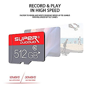 Micro SD 512GB Memory Card with SD Card Adapter for Camera/Phone/Drone/Dash Cam/GOPRO/Tablet/PC/Computer Class 10 TF Card 512GB High Speed Micro Memory SD Cards