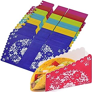 Vibrant-Colored Cardboard Taco Holders (4.7"x 3.2") - Pack of 12 - Perfect for Events, Parties, and Everyday Home Use