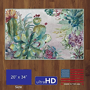 Brumlow Mills Succulent Floral Garden Area Rug for Dining Room or Kitchen Mat, Bedroom Doorway and Entryway Rug, 1'8" x 2'10", Green