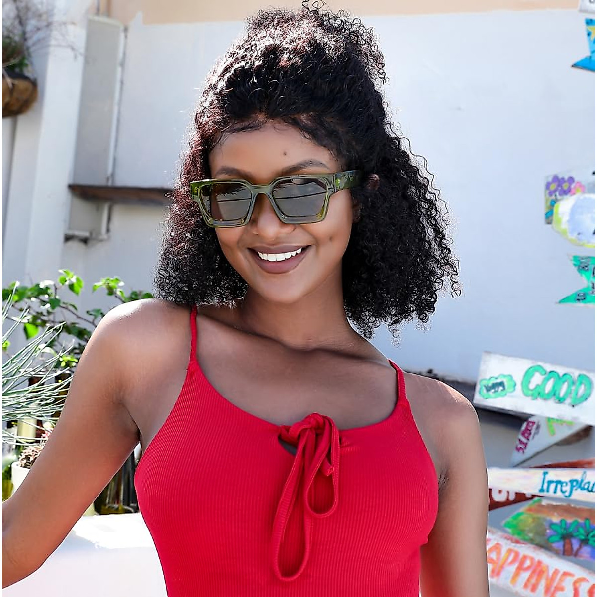 FEISEDY Retro 90s Square Sunglasses for Women Men Trendy Chunky Rectangle Sunglasses UV400 Protection B2385