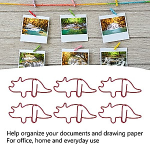 Pssopp 100Pcs Animal Shaped Paperclip, Dinosaur Shaped Coated Paper Clips Bookmark Clips Office Supplies for Document