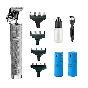 KEMEI Professional Cordless Hair Clippers Rechargeable T Shape Stainless Steel Electric Shaver (Color Silver)