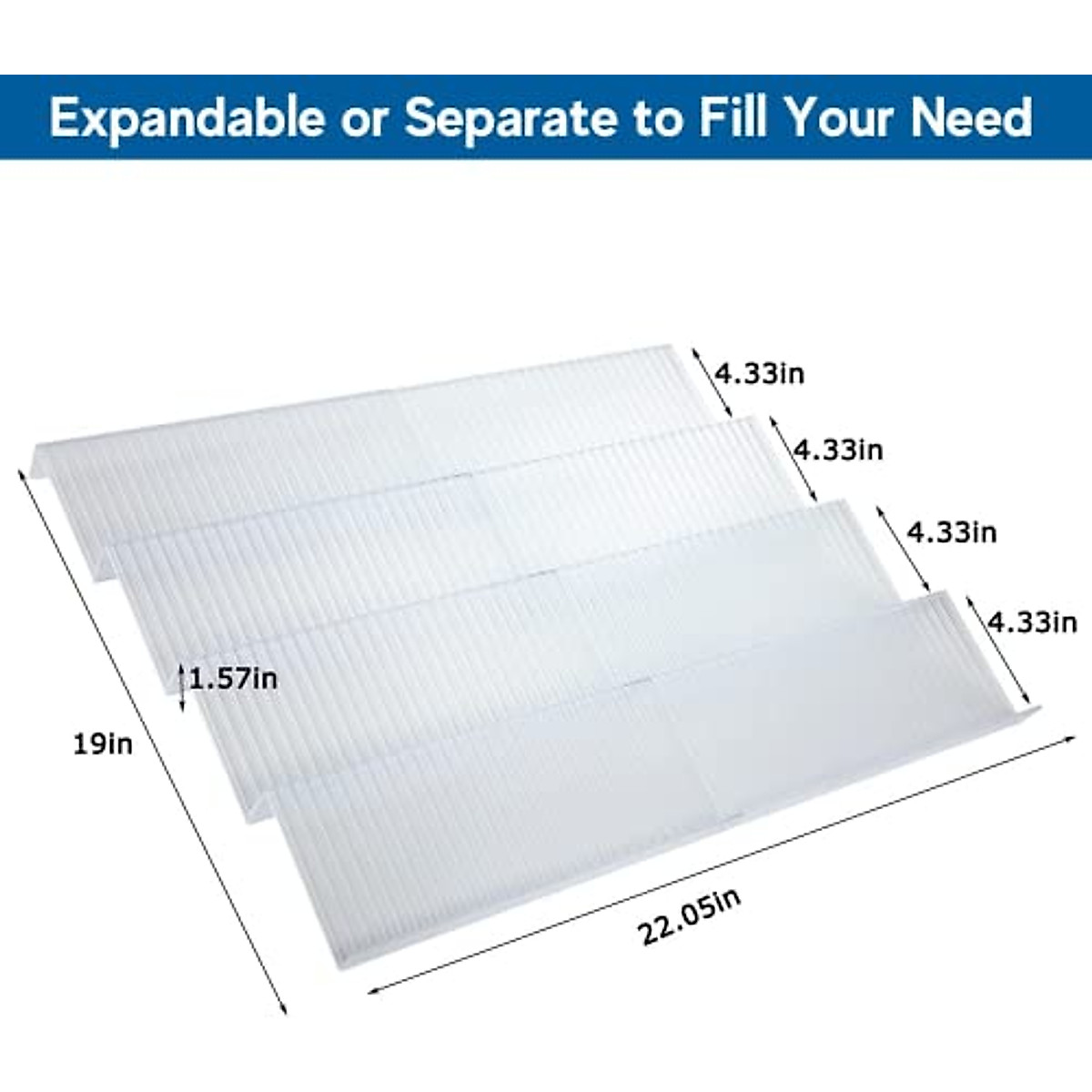 SZWQILIN Spice Drawer Organizer,Spice Rack Drawer for Kitchen, 4 Tier Acrylic Drawer Spice Organizer for Jars and Packets,Expandable From 11" to 22" 8 Pack (Clear)