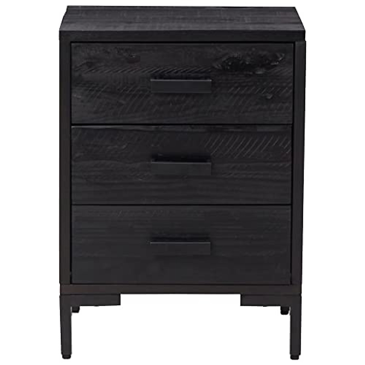 YAFF Bedside Cabinet Black 15.7"x11.8"x21.7" Solid Wood Pine