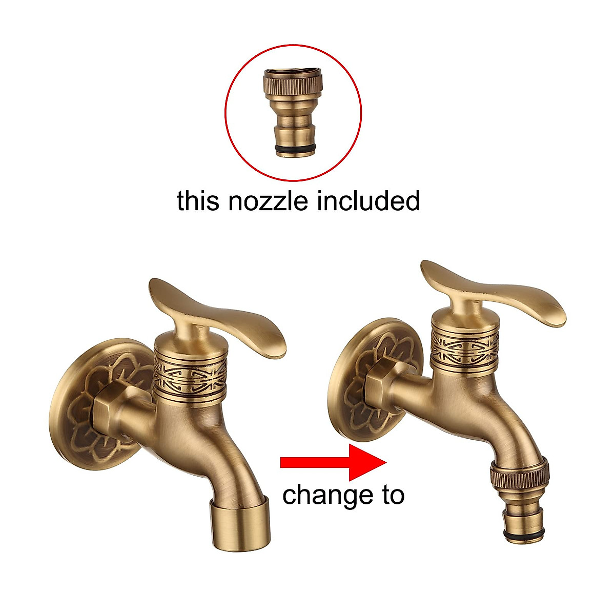 TOLIWEL Antique Brass Garden Outdoor Faucet Bathroom Wall Mount Water Decorative Hose Single Cold Tap G 1/2 inch Connection Spigot