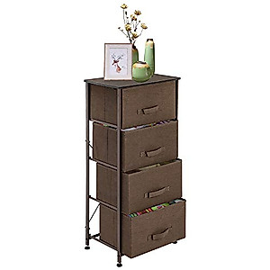 4-Tier Dresser Tower, Fabric Drawer Organizer with 4 Easy Pull Drawers with Metal Frame,Wooden Tabletop for Living Room (Brown)