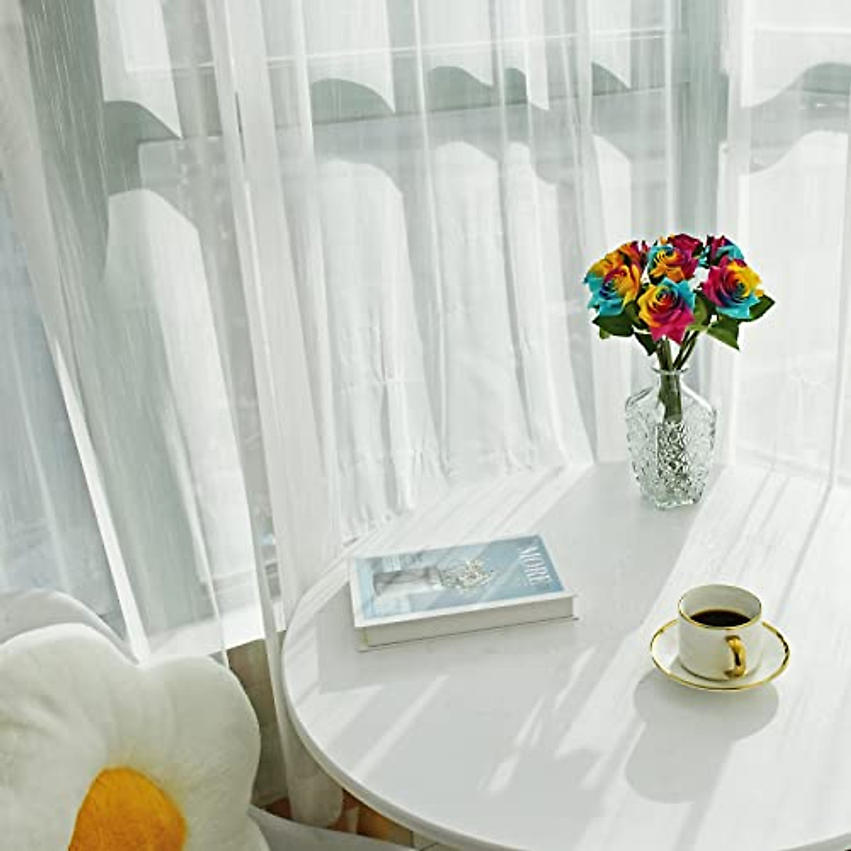 Mandy's 10pcs Rainbow Flowers Artificial Silk Rose Flowers for Mother's Day Home Decoration Bridal Wedding Bouquet and Parties