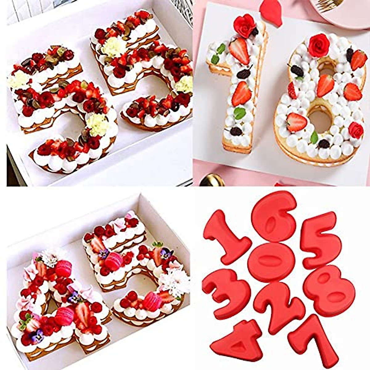 snow keychain 10 Inch 9 pieces Number Cake Molds,Large Size Number Moulds Baking Forms,3D Silicone 0-9 Number Mold Cake Pan,for Birthday and Wedding Anniversary