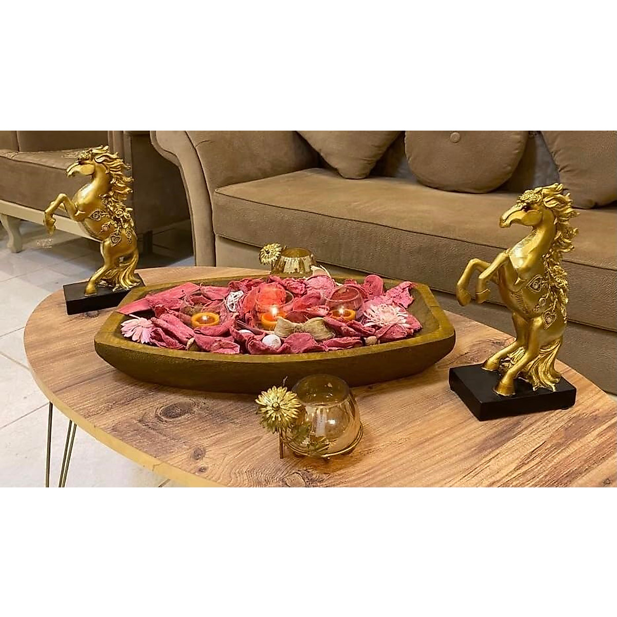 Wood Dough Bowl 17.75", Long Decorative Bowl, Wooden Fruit bowls, Wood Bread Bowl, Wood Bowls for decor, Living Room Accessories, Table Centerpieces For Dining room, Hand Carved Wooden Bowl