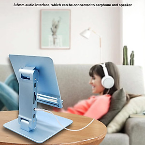 Acogedor 8 in 1 USB C Hub Stand Holder, with Foldable Tablet Stand, 1 4K 30Hz HD Multimedia Interface, 2 USB A, 1 USB C, 1 Storage/Memory Card Slot, 1 3.5mm Audio, 1 PD, 1 Host