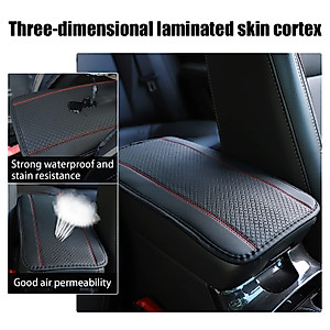 Miytsya Four Seasons Universal Armrest Box Mat, Fiber Leather Embossing, Waterproof, Car Armrest Seat Cover (Red)