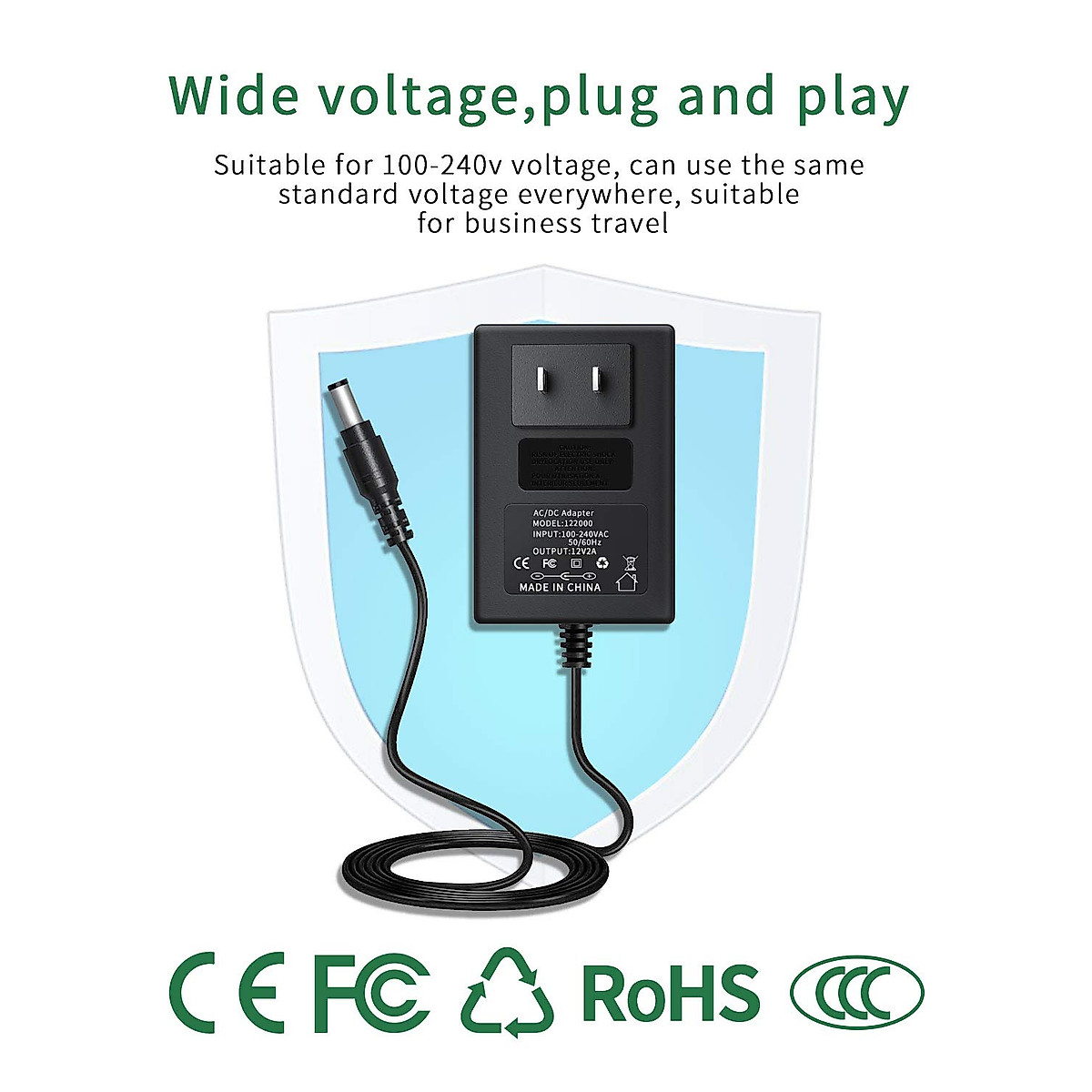 JAINTA 8.2FT 12V AC Adapter Charger Power Cord for Seagate Freeagent & WD Western Digital External Hrad Drive HDD