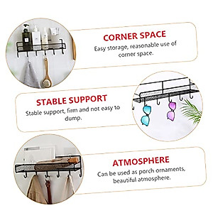 Cabilock 1pc Wrought Iron Storage Mounted Shelves Floating Shelf Wall Mounted Kitchen Wall Rack Shelf Holders Pegs Wall Mount Shelves Wall Mounted Storage Rack Black