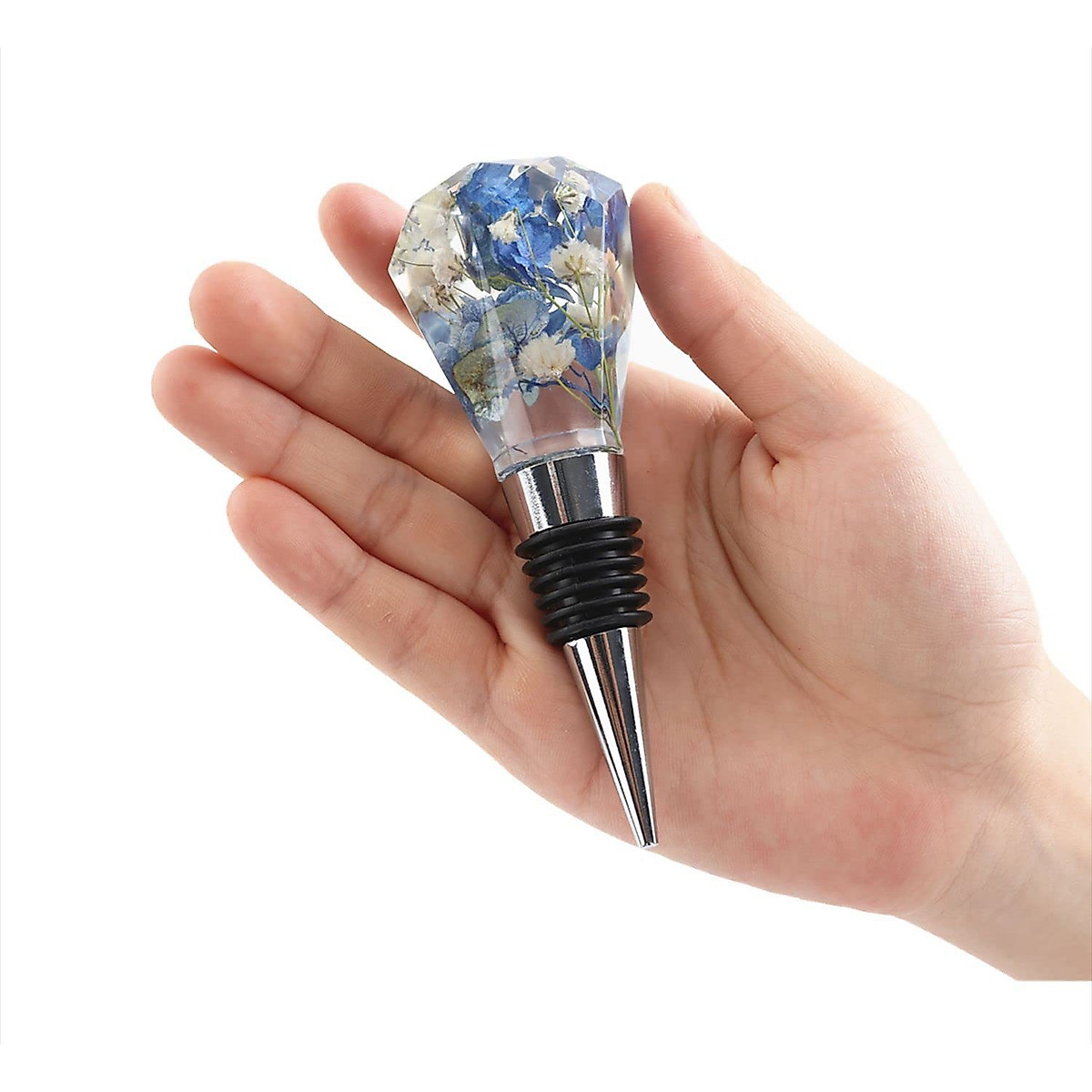 Geometric Spherical Bottle Stopper Resin molds,5Pcs Wine Bottle Stopper Crystal Epoxy Silicone Mold with 5Pcs Stopper,Crystals Gem Shape Resin Epoxy Molds for DIY Casting Crafts Making