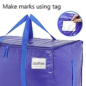 BOCAR Oversized Home Moving Bags Heavy Duty Extra Large Storage Bags for Clothes with Zippers Carrying Handles, Space Saving Alternative to Moving Box Packing Moving Supplies (MB-001-Blue-3)