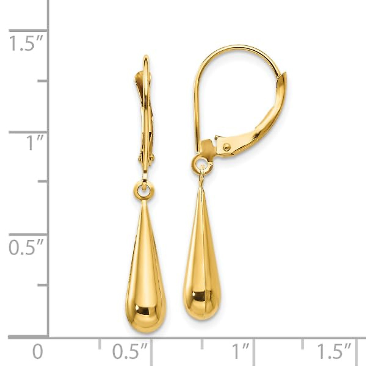 14K Yellow Gold Teardrop Drop Dangle Earrings