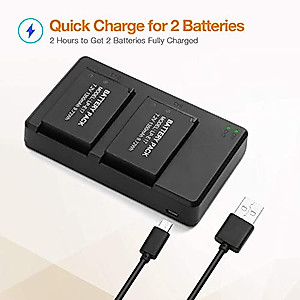 LP-E17 Battery 2-Pack and Dual USB Charger for LP E17, RP, Rebel SL2, SL3, T6i, T6s, T7i, T8i, M3, M5, M6, 200D, 77D, 750D, 760D, 800D, 8000D, KISS X8i, Digital SLR Camera