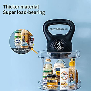 2 Tier Lazy Susan Plastic Clear 360° Spinning Organization & Storage Container Bin 9.25 inch Round Turntable Condiment Spice Rack for Cabinet Pantry Countertop Kitchen Fridge Vanity Bathroom Makeup