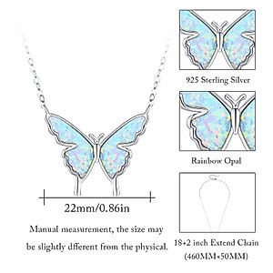 CUOKA MIRACLE Butterfly Necklace 925 Sterling Silver Dainty Opal Butterfly Pendant Jewelry Delicate Butterfly Necklace Birthday Christmas Gift for WomenWife Girlfriend Mom Teen