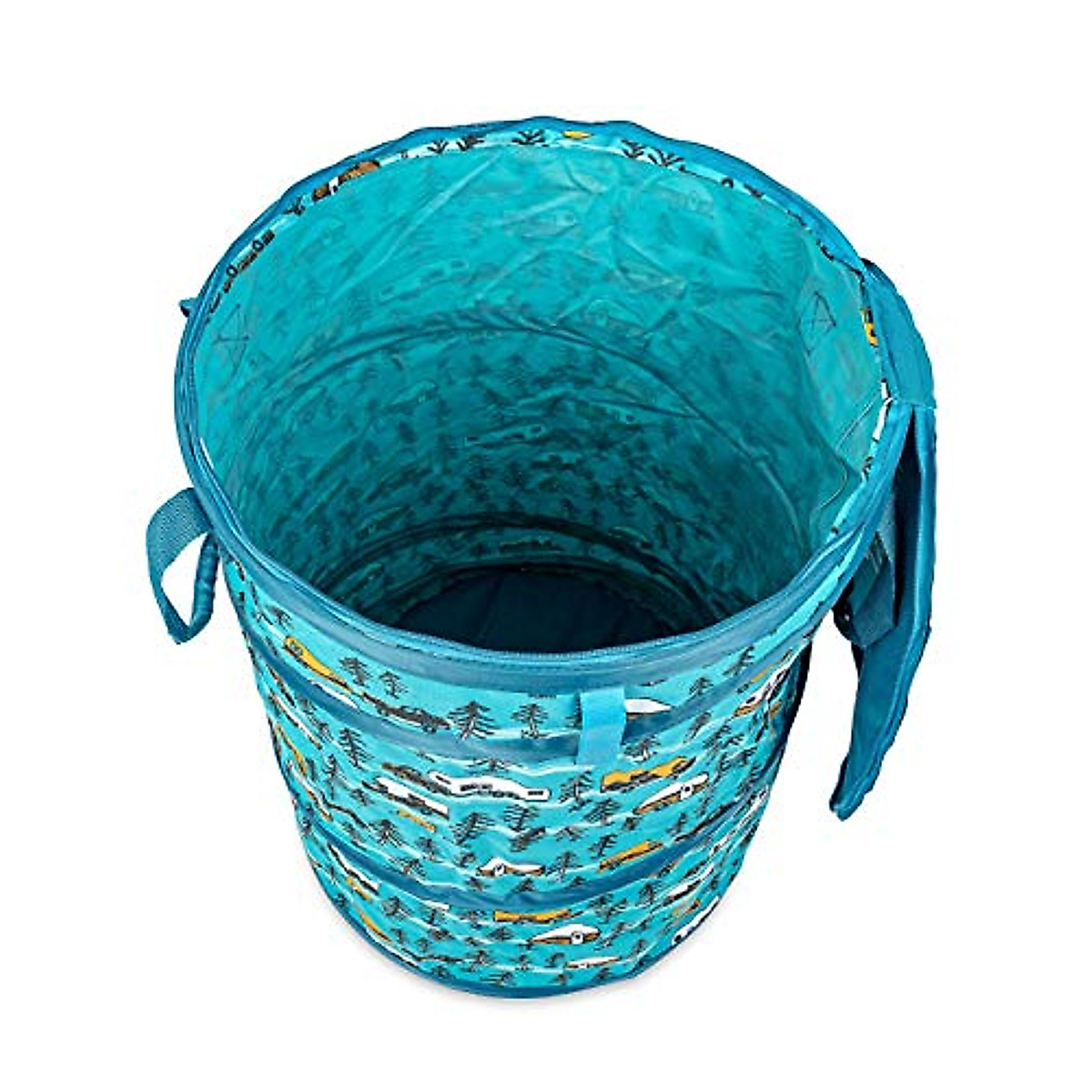 Camco Life is Better at The Campsite Pop-Up Utility Container | 18 x 24-inch | A Compact Size for Multi-Purpose Use | Sketched RVs and Trees Pattern (42987)