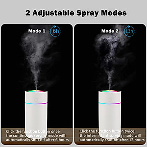 Portable Mini Humidifier with 7-color Lights, Cool Mist Small Desk Humidifiers Car Humidifier [2 Mist Modes] USB Personal Desktop Humidifiers for Bedroom, Office, Travel, Car, Plants, Super Quiet