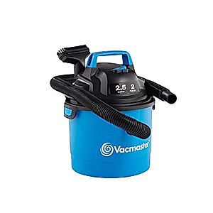 Vacmaster Portable Wall Mountable Wet/Dry Vac, 2.5 Gallon, 2 HP 1-1/4" Hose (VOM205P), Blue