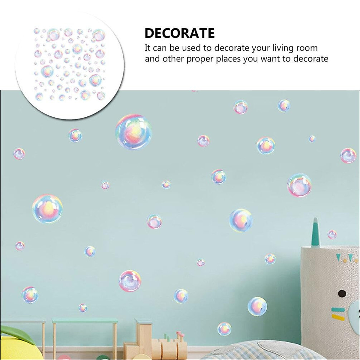 Uonlytech Bubble Wall Decal Stickers, Under The Sea Birthday Party Decor Colour Bubble Ocean Background Water Bath Decor for Mermaid Baby Shower