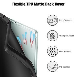 Fintie Case for Samsung Galaxy Tab S6 Lite 10.4 Inch 2024/2022/2020 with S Pen Holder, Multi-Angle Viewing Soft TPU Back Cover with Pocket Auto Wake/Sleep, Black