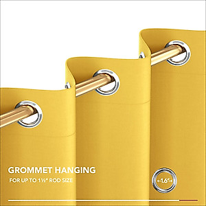 Deconovo Yellow Curtains for Living Room, Blackout Drapes, Soundproof Window Curtain Panels, Grommet Top (Mellow Yellow, 52x84 Inch, Set of 2)