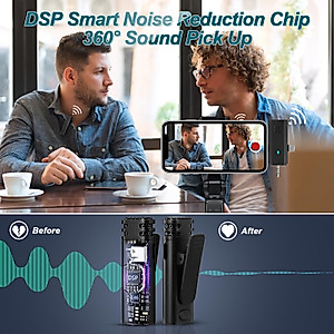 Biupky 3 in 1 Wireless Clip Mic, Wireless Lavalier Microphones, Lapel Clip-on Microphone, Plug-Play Wireless Microphones, for Android iPhone iPad Camera Video Recording TikTok Facebook YouTube Live