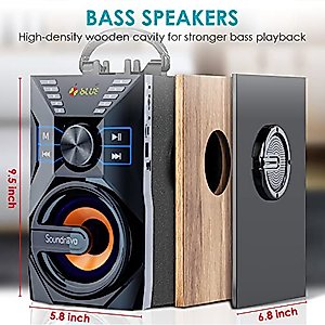 25W(40W Peak) Portable Bluetooth Speaker, Loud Wireless Speaker with 10W Subwoofer 6000mah Libattery LCD Display LED Light Remote Control U Disk TF Card, for Christmas Holiday Party Electronic Gift