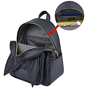 Mini Bat Purse Gothic: Leather Backpack Goth Backpack With Wings Mini Bookbags for Women Satchel Shoulder Daypack Black Fashion, Travel Halloween Goth Bag