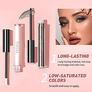 Anglicolor 9 Colors Liquid Glitter Eyeshadow,Black Smokey Gray Silver Cool Toned Matte Shimmer Eye shadow Make Up (9PC Smokey)